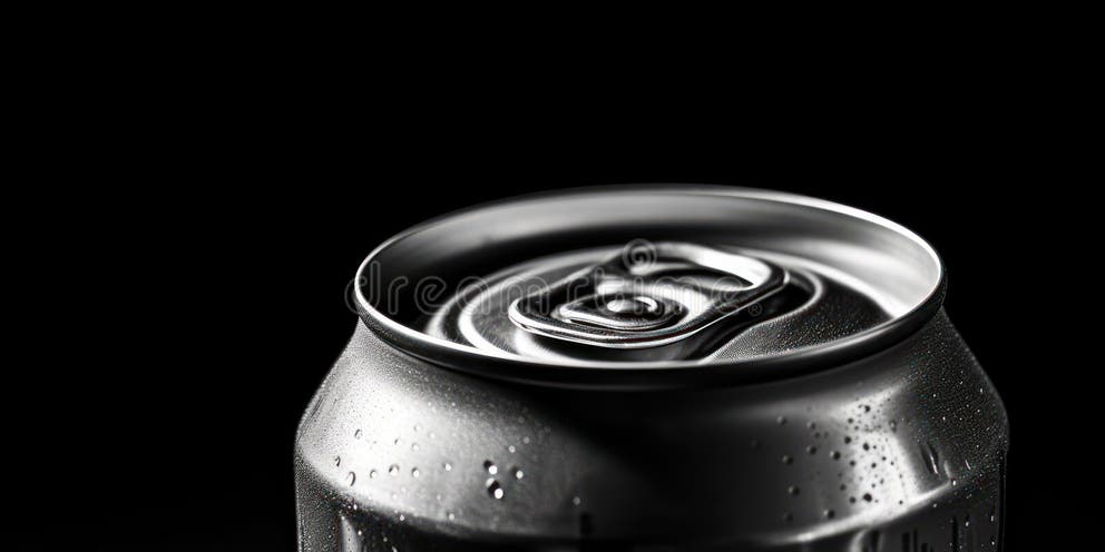 Cold Aluminium Silver Can with Drops Water Generative Ai Stock ...