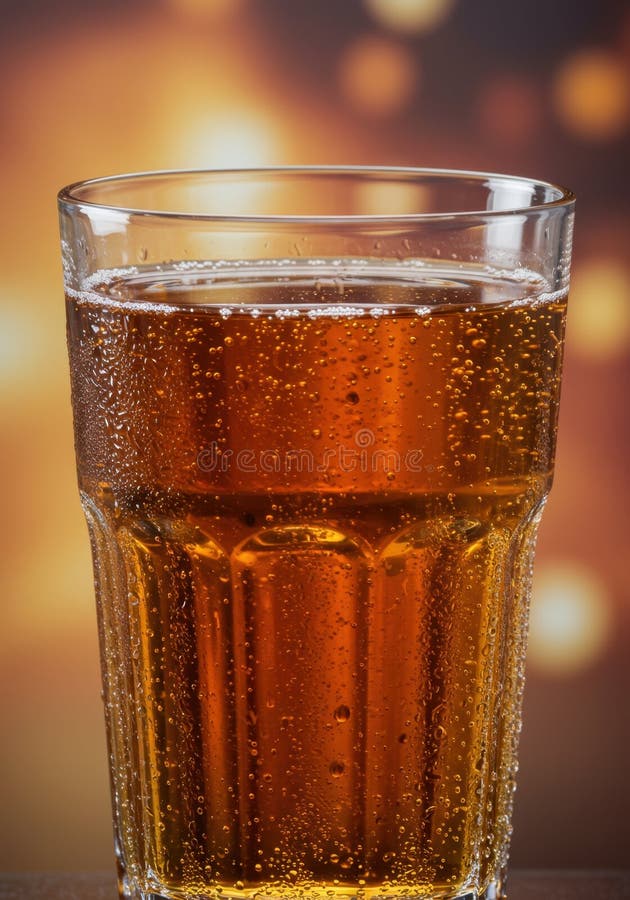 Cold Amber Drink in a Glass with Condensation Stock Illustration ...