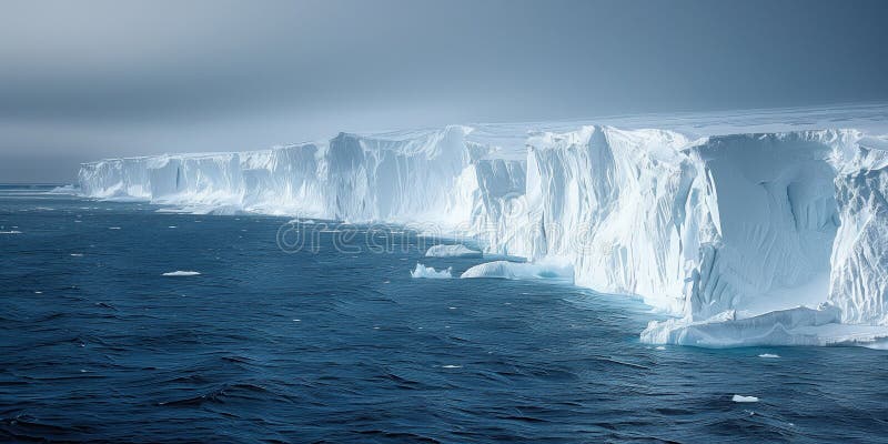 Cold Antarctic Coast, Steep Edge of an Ice Shelf Stock Illustration ...