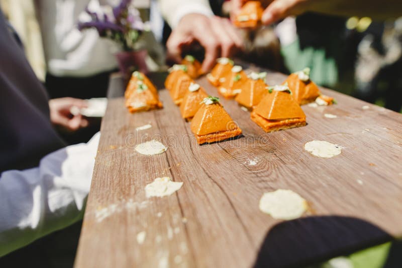 Cold Appetizers Served at a Wedding Stock Photo - Image of canape ...