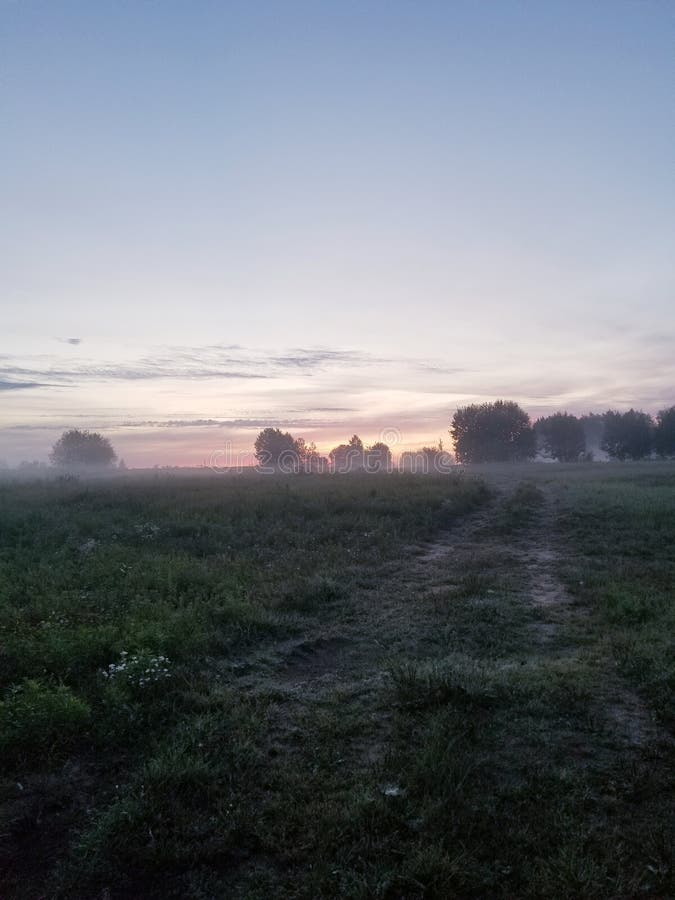 Cold Autumn Dawn in the Field Stock Image - Image of landscape, evening ...