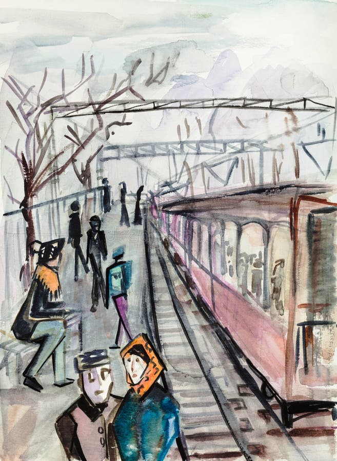 Cold autumn day stock illustration. Illustration of crowd - 64768054