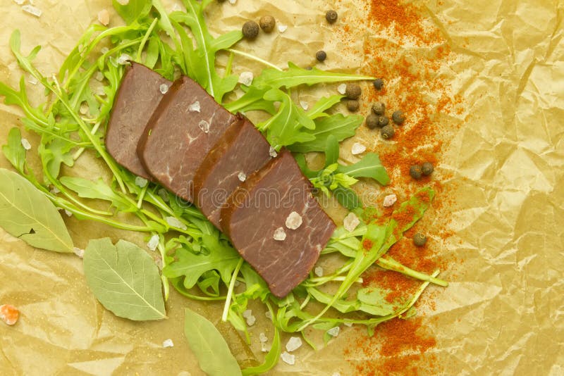 Cold beef snack stock photo. Image of meat, sprinkle - 51840546