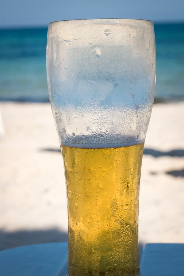 Cold Beer on the Beach and Hot Summer Day Stock Photo - Image of ...