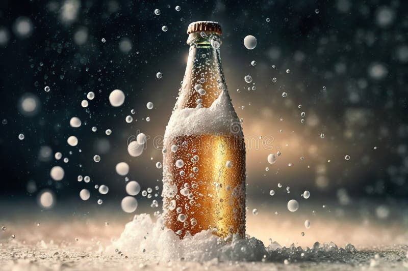 Cold Beer Bottle. Beer Bottle in Ice Stock Illustration - Illustration ...