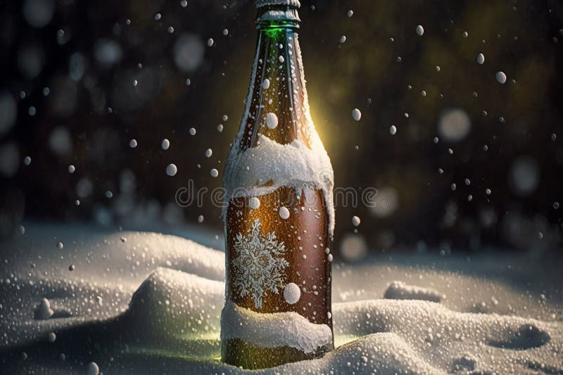 Cold Beer Bottle. Beer Bottle in Ice Stock Illustration - Illustration ...