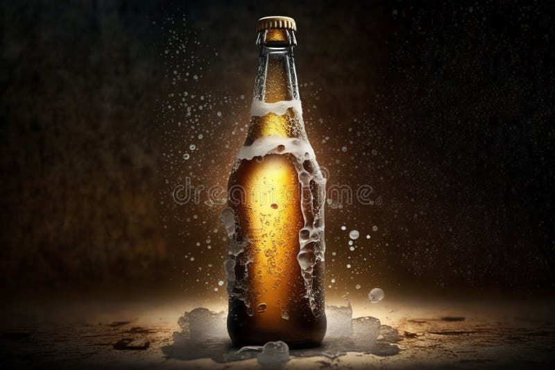 Cold Beer Bottle. Beer Bottle in Ice Stock Illustration - Illustration ...