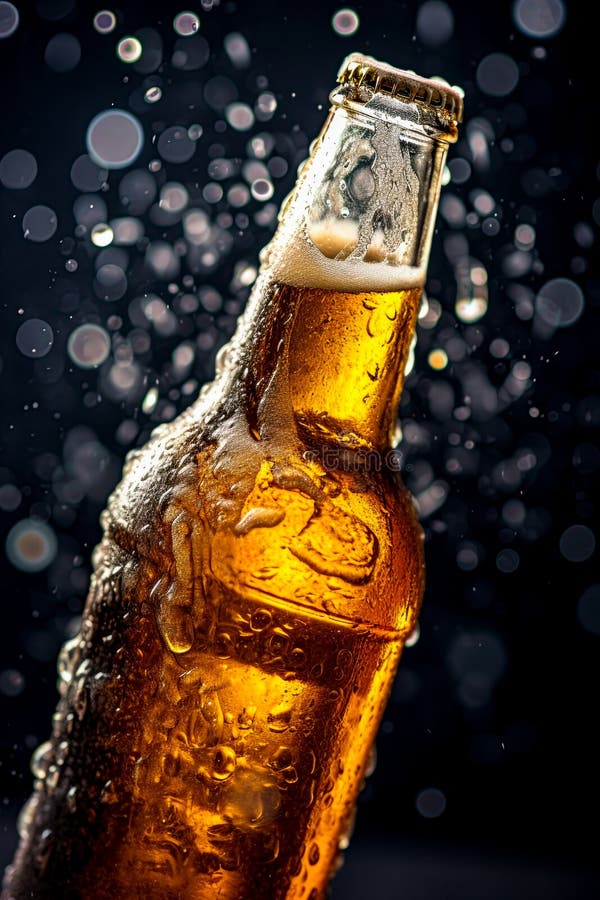 Cold Beer in a Bottle and Water Splash. Generative Ai Image Stock ...