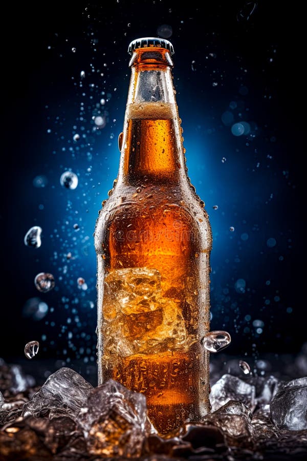 Cold Beer in a Bottle and Water Splash. Generative Ai Image Stock ...