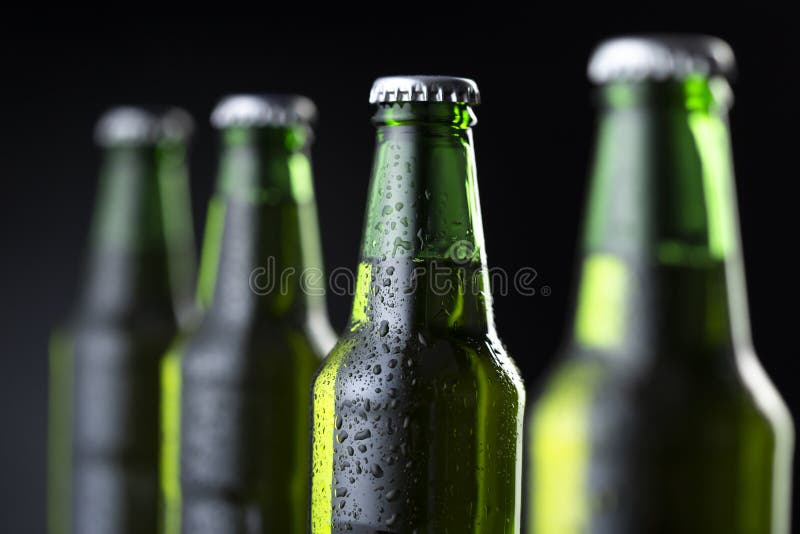 Cold beer bottles stock image. Image of lager, counter - 181763969