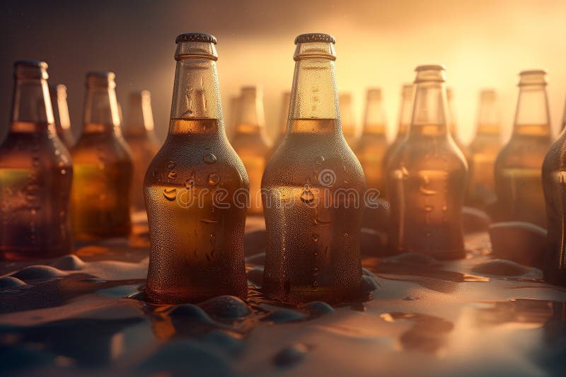 Cold Beer Bottles. Generate Ai Stock Illustration - Illustration of ...