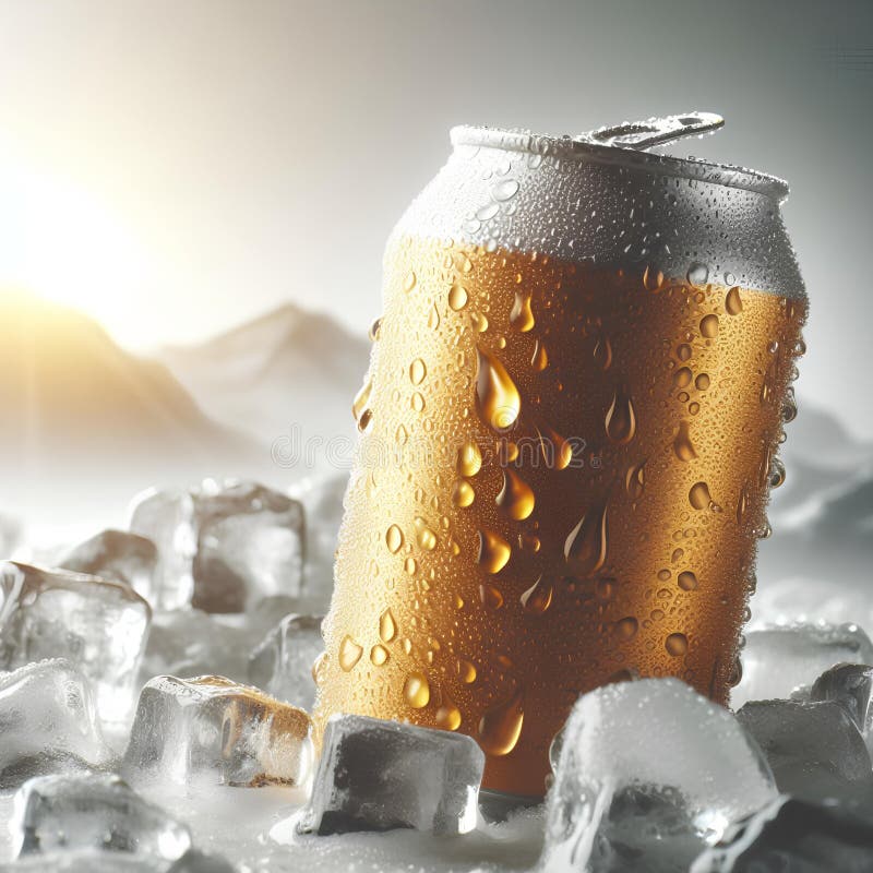 Cold Beer Can with Large Drops of Condensation on Them on White ...