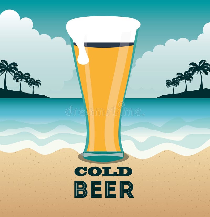 Cold beer stock vector. Illustration of label, foam, cold - 59940923
