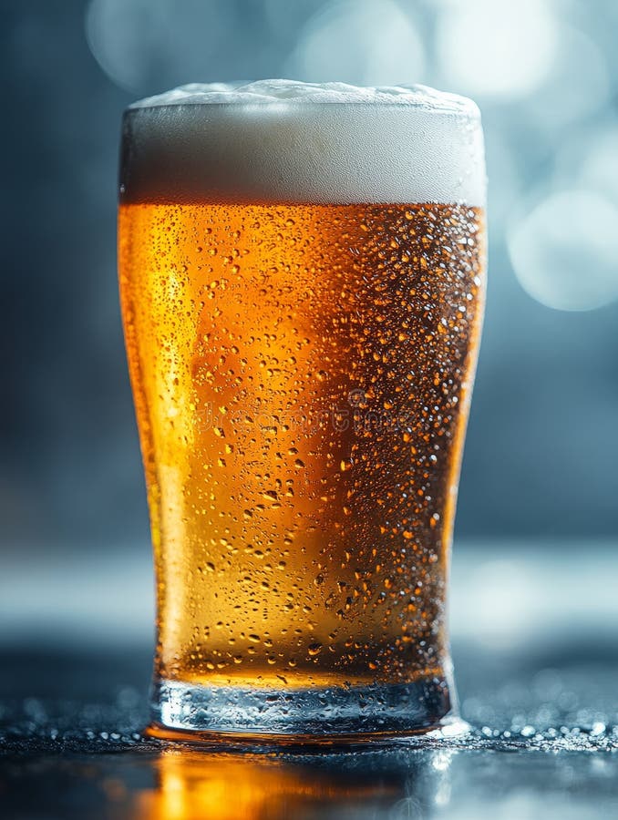 Cold Beer with Frothy Foam in a Glass. Stock Image - Image of beverage ...
