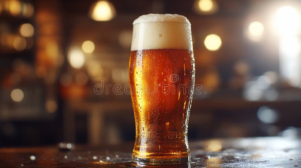 Cold Beer in a Glass on a Bar Top, Refreshing and Chilled Stock ...
