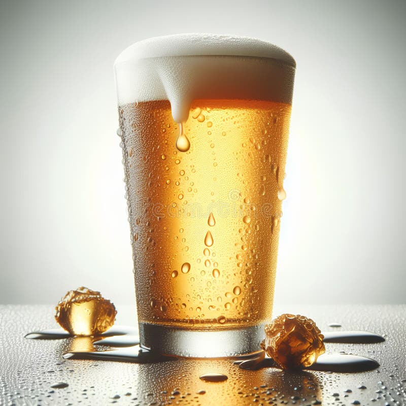 Cold Beer Glass with Large Drops of Condensation on Them on White ...