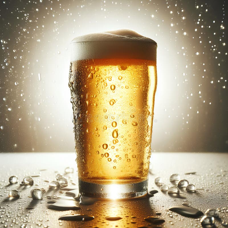 Cold Beer Glass with Large Drops of Condensation on Them on White ...