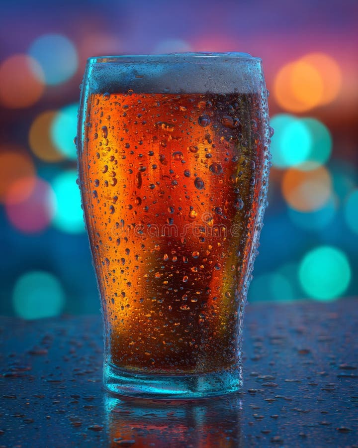 Cold Beer in a Glass with Water Drops Stock Illustration - Illustration ...