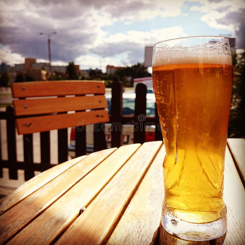 Cold beer. stock image. Image of table, cloud, cold, drink - 43941295