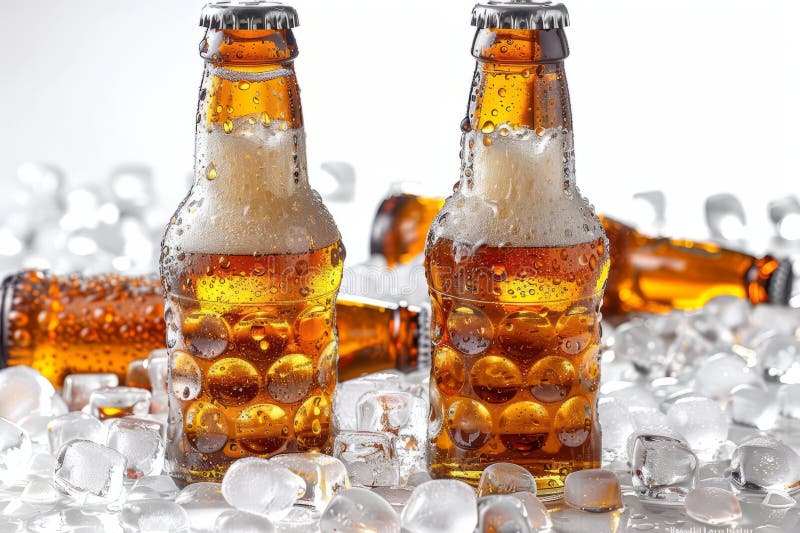 Cold beer in ice stock illustration. Illustration of thirst - 318153902