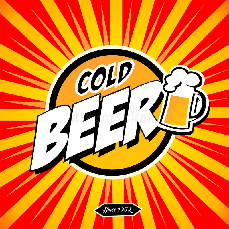 Cold beer sign stock illustration. Illustration of drink - 87185598