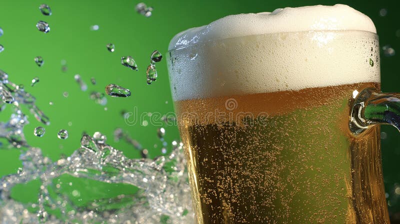 Cold Beer Splash Green Background Pub Advertisement Stock Photos - Free ...