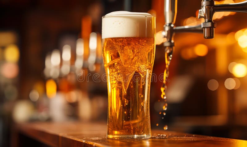 Cold Beer on Tap Pouring a Pint at the Pub Stock Illustration ...