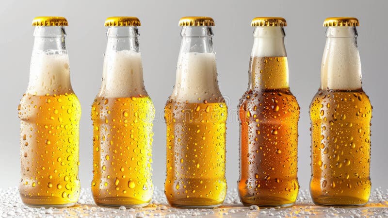 Cold Beer in Transparent Bottles with Dew on the Surface Stock ...