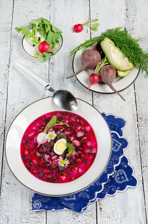 Cold beetroot soup stock image. Image of appetizer, plate - 42263777
