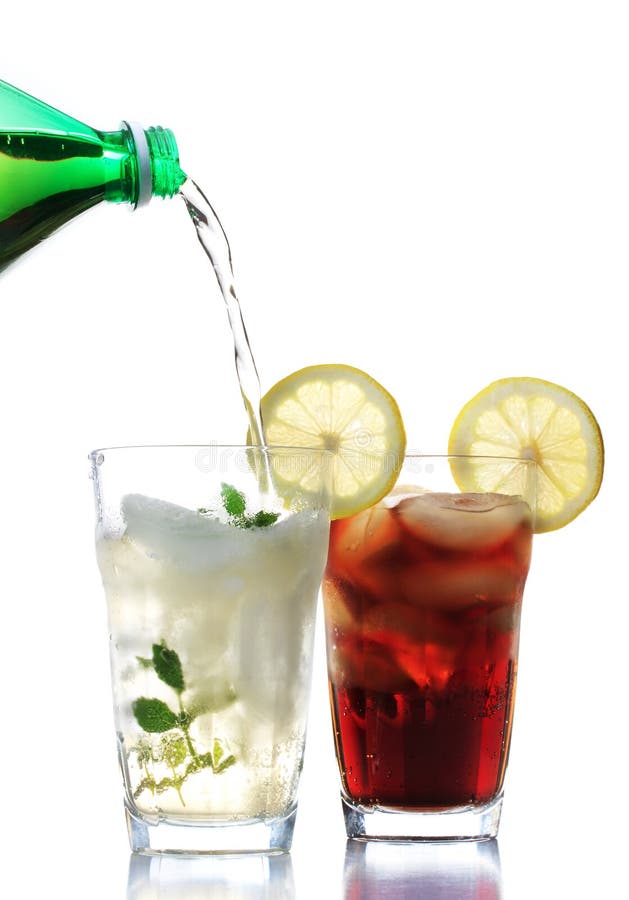 Beverage with Lemon in Wine Glass Stock Image - Image of green ...