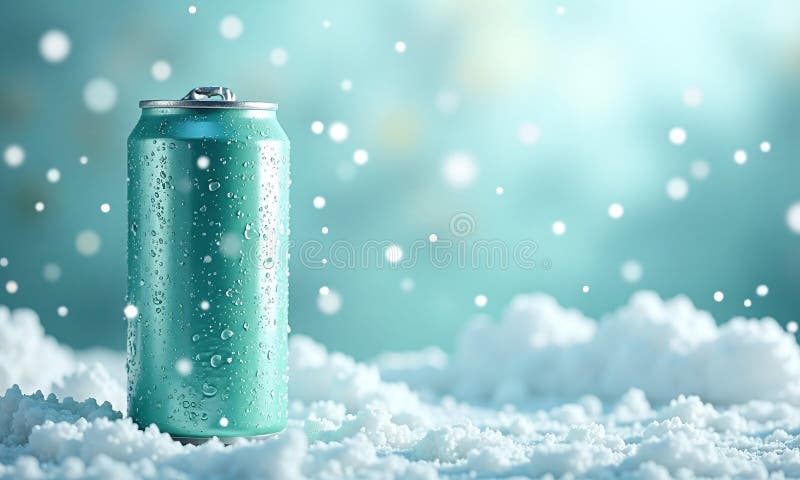 Cold Beverage Can Condensation Droplets Frosty Background Soft Stock ...