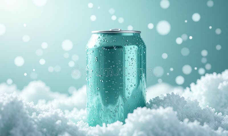 Cold Beverage Can Condensation Droplets Frosty Background Soft Stock ...