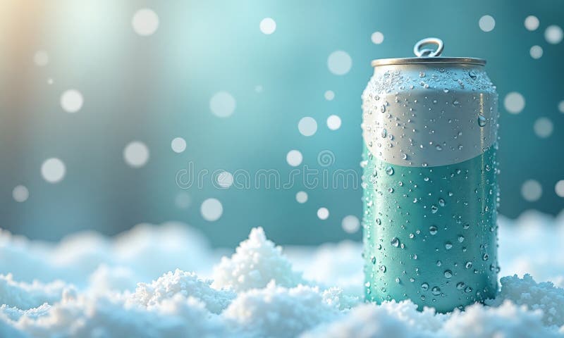 Cold Beverage Can Condensation Droplets Frosty Background Soft Stock ...
