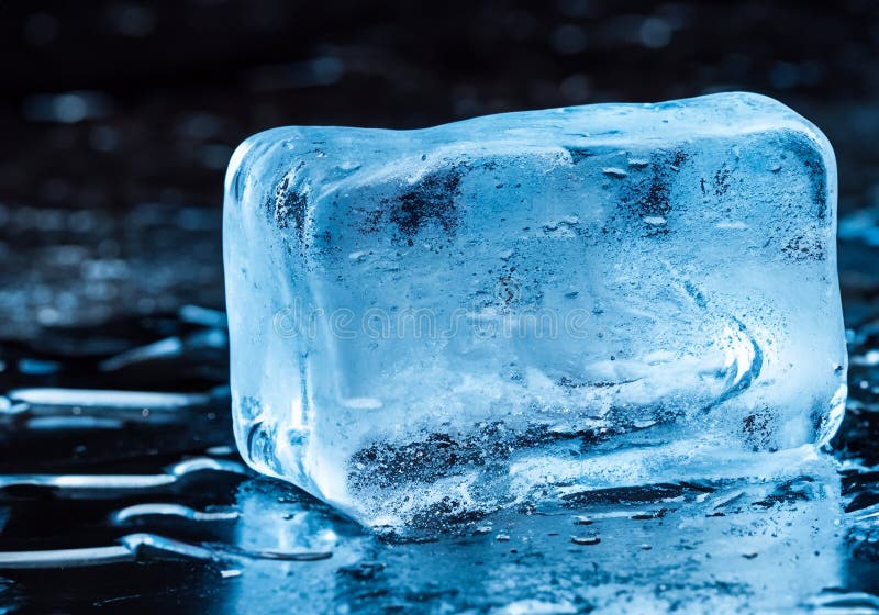 Clear frozen block of ice stock illustration. Illustration of puddle ...