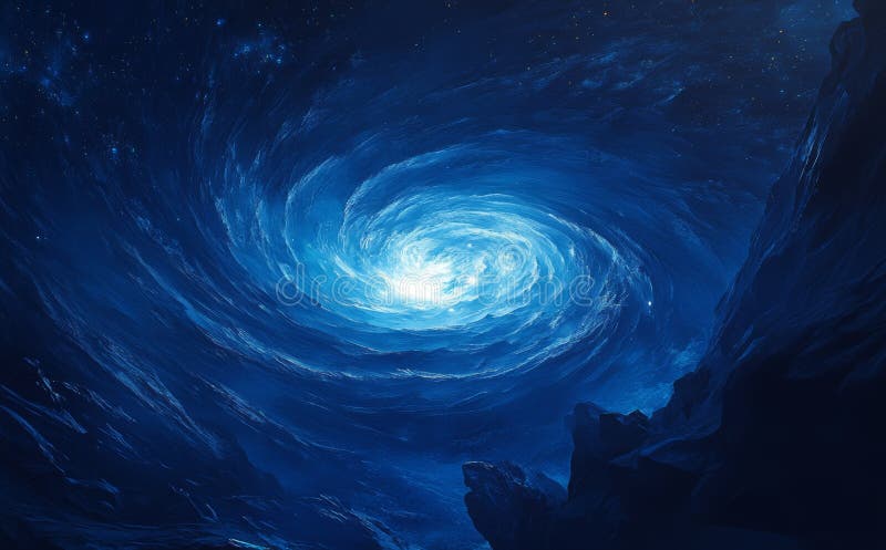 Cold Blue Galaxy, Star Cluster in Deep Space. NASA-provided Elements of ...