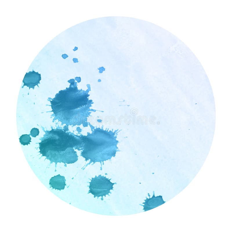 Cold Blue Hand Drawn Watercolor Circular Frame Background Texture with ...