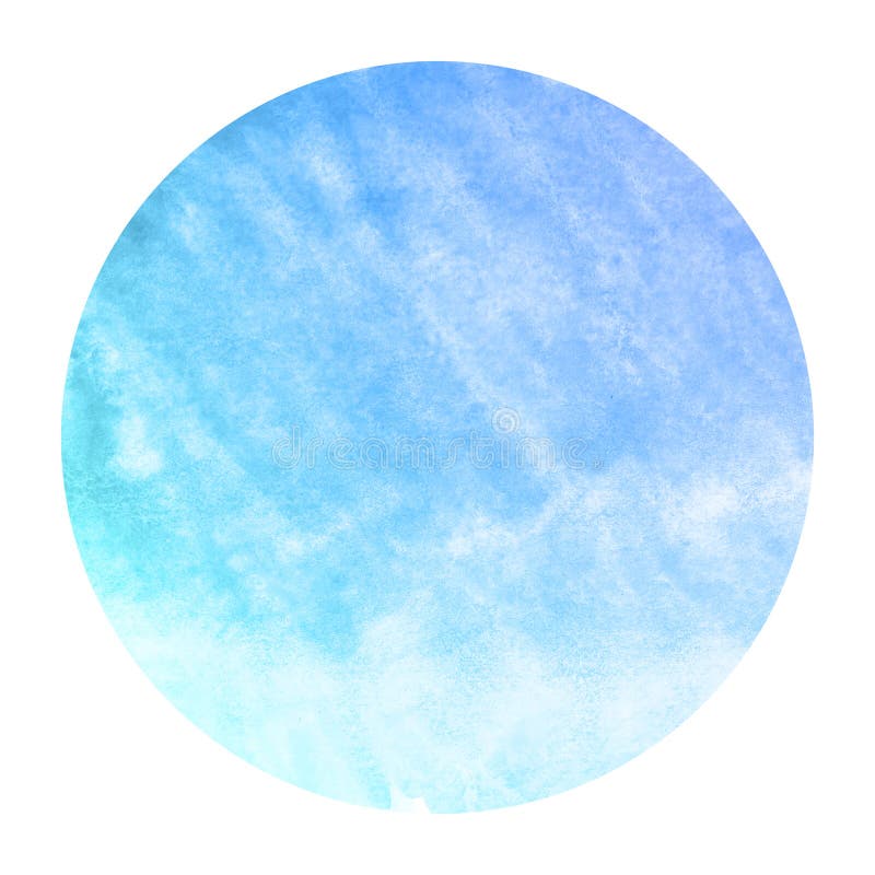 Cold Blue Hand Drawn Watercolor Circular Frame Background Texture with ...