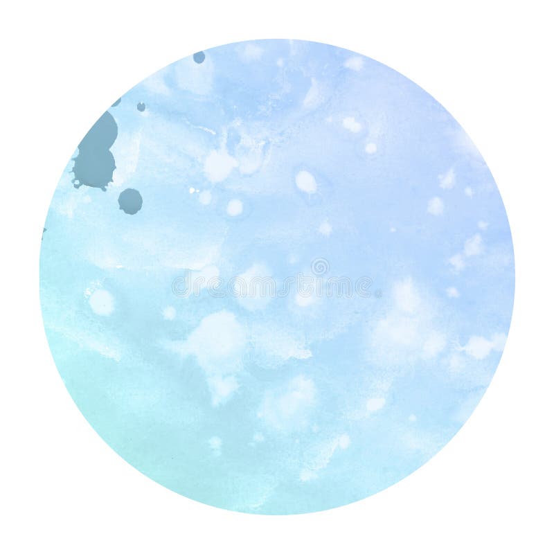 Cold Blue Hand Drawn Watercolor Circular Frame Background Texture with ...