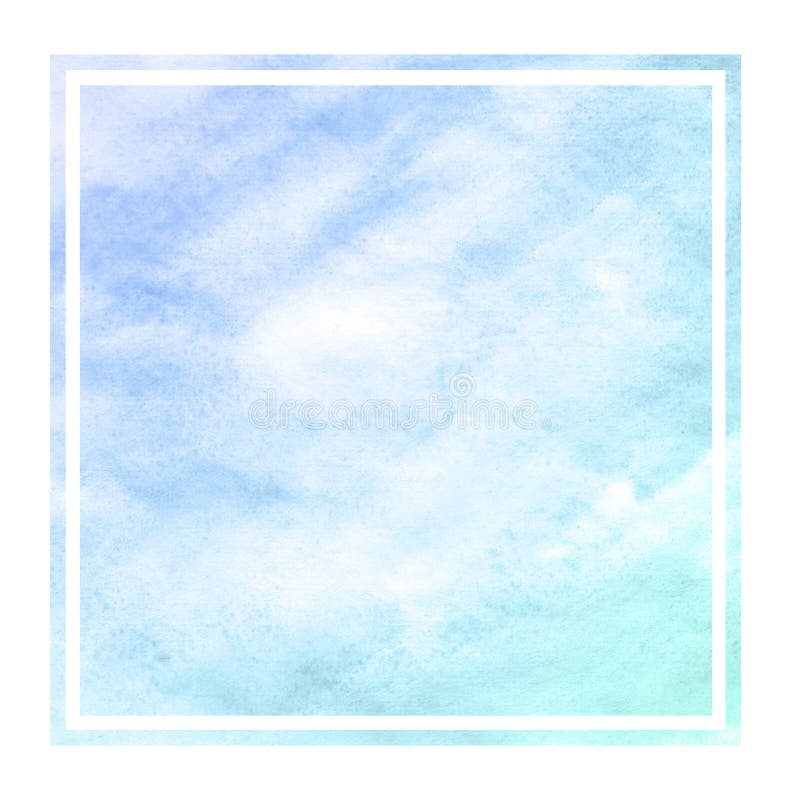 Cold Blue Hand Drawn Watercolor Rectangular Frame Background Texture ...