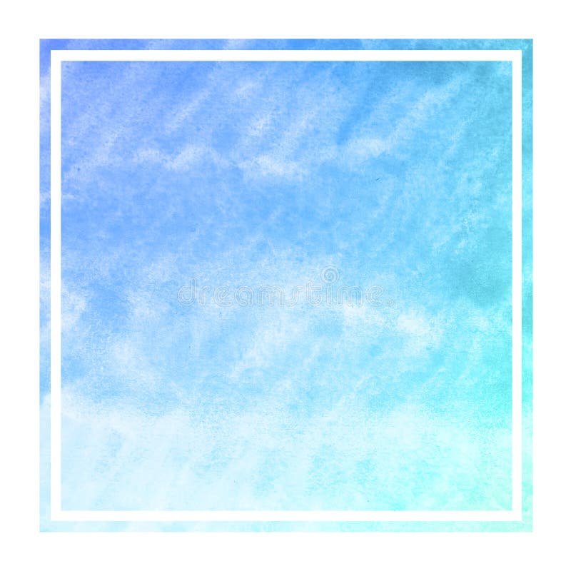 Cold Blue Hand Drawn Watercolor Rectangular Frame Background Texture ...