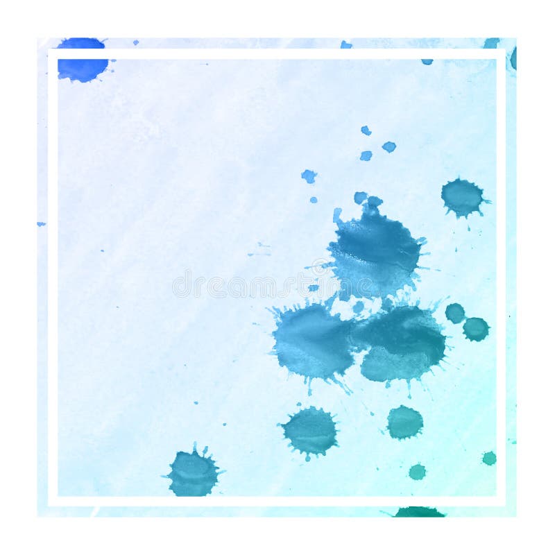 Cold Blue Hand Drawn Watercolor Rectangular Frame Background Texture ...
