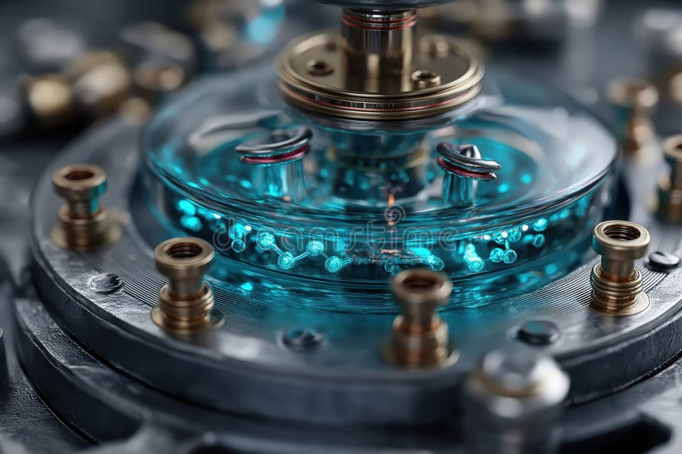 Quantum Computer Core Glows Cold Blue with Suspended Qubits and ...