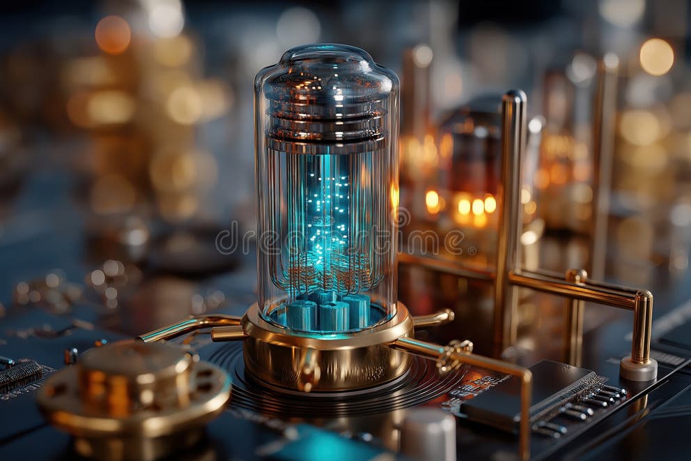 Quantum Computer Core Glows Cold Blue with Suspended Qubits and ...