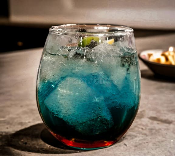 Cold Blue Ocean Drink on the Table Stock Photo - Image of liquid ...