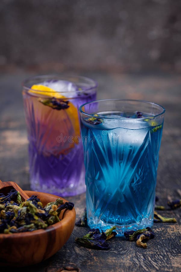 Cold Blue and Purple Tea Butterfly Pea Stock Image - Image of anchan ...
