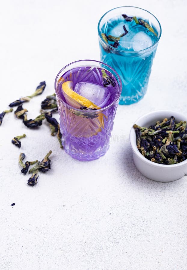 Cold Blue and Purple Tea Butterfly Pea Stock Image - Image of organic ...