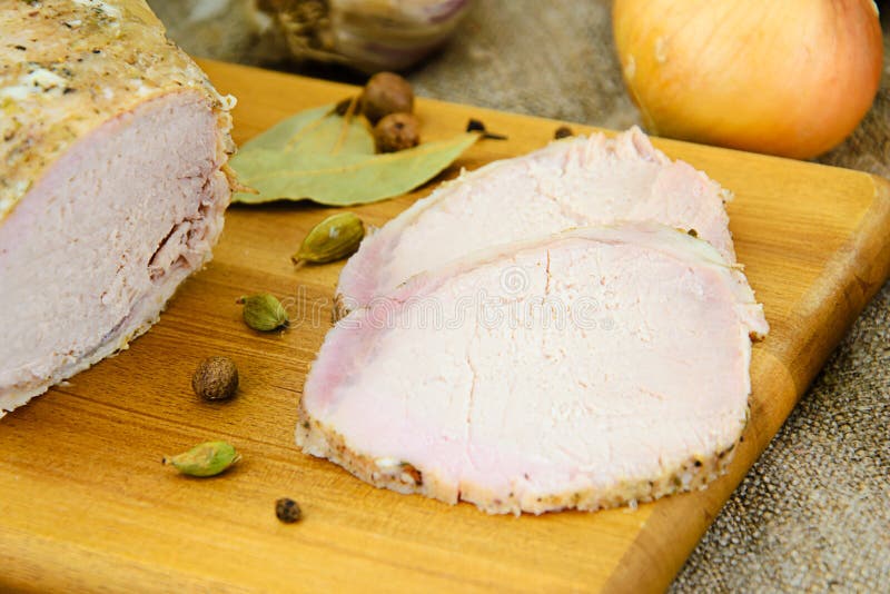 Cold Boiled Pork with Spice Stock Image - Image of crockery, breakfast ...