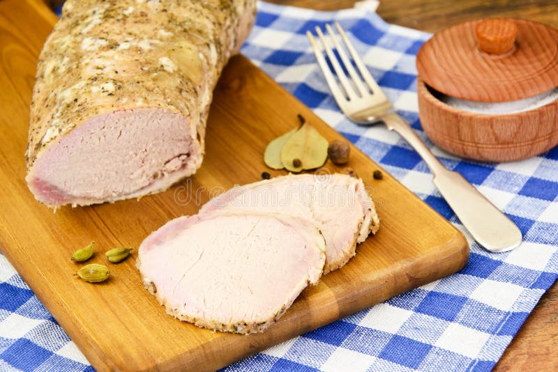 Cold Boiled Pork with Spice Stock Photo - Image of leaf, breakfast ...