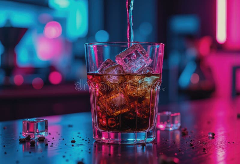 Cold Brew Coffee Dripping Over Ice with Vibrant Caffeine Visualization ...