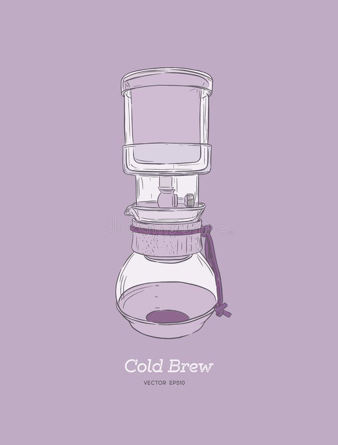 Cold Brew. Coffee Maker Hand Draw Vector. Stock Vector - Illustration ...